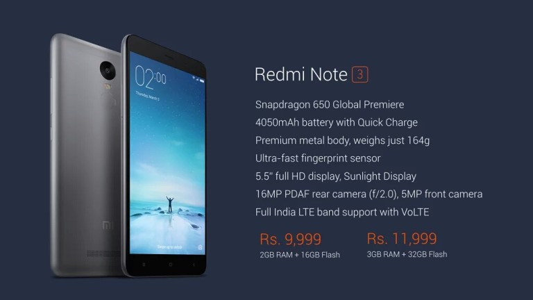 Xiaomi Redmi Note 3 Launched in India: Price, Specs, and More